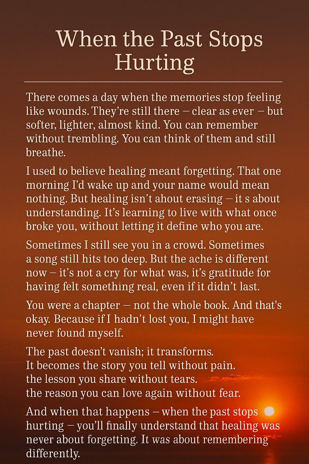 When the Past Stops Hurting – Always and forever